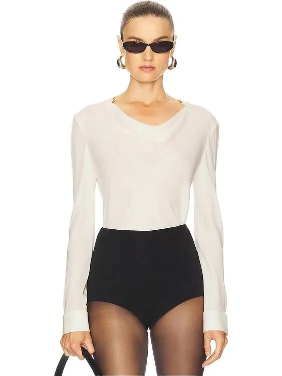 Theory Long Sleeve Draped Blouse - Ivory