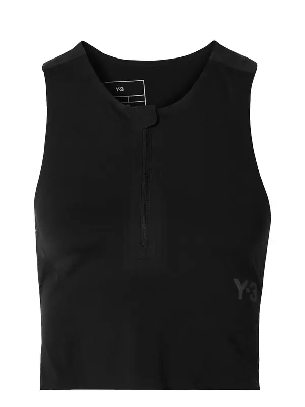 Adidas Originals By Alexander Wang Y-3 Cutout Printed Recycled Stretch Sports Bra - Black