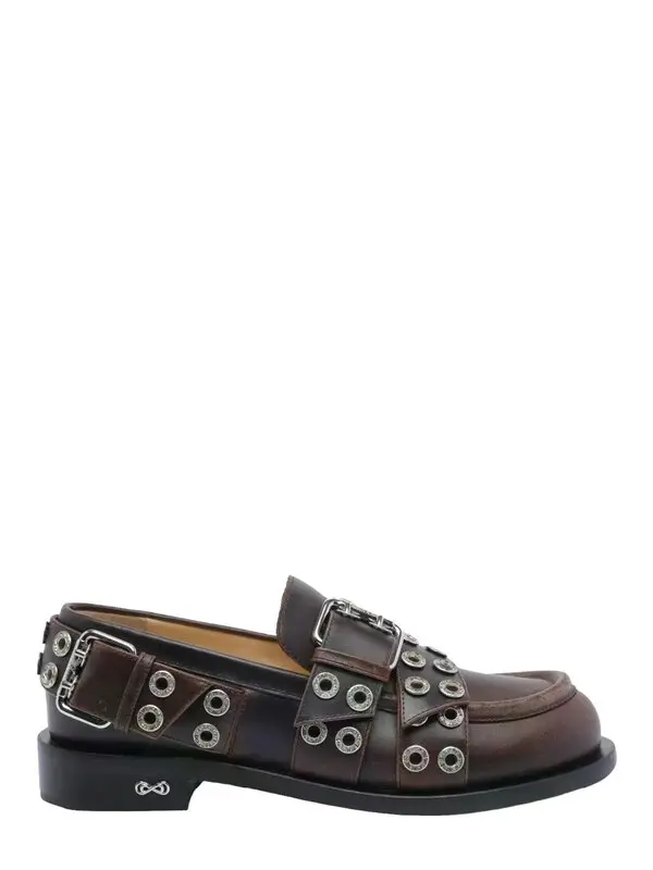 Mach & Mach Buckle-detail Eyelet Loafers - Brown