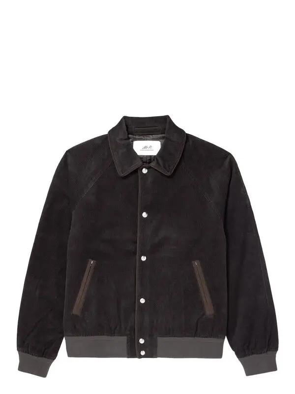 Mr P. Suede-trimmed Cotton-corduroy Varsity Jacket - Brown
