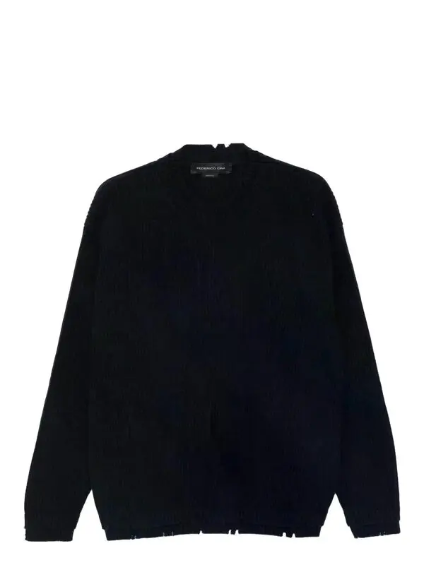 FEDERICO CINA Crew-neck Relaxed Fit Sweater - Blue