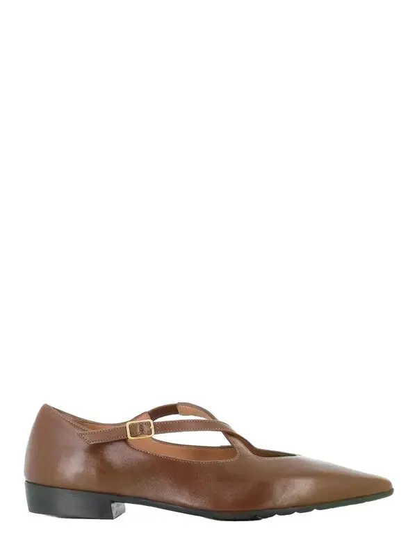 TASSINARI Leather Buckle-strap Flat Pumps - Brown