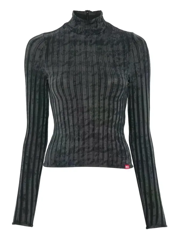 Diesel Ribbed High-neck Top - Grey