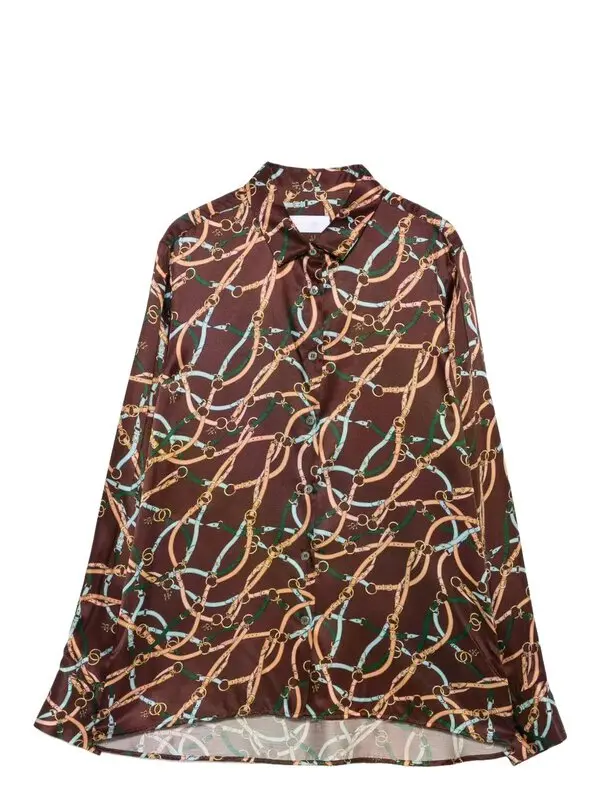 ROBERT FRIEDMAN Chain Print Long-sleeve Shirt - Brown