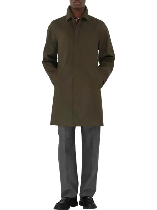 Burberry Organic Cotton Buttoned Coat - Green