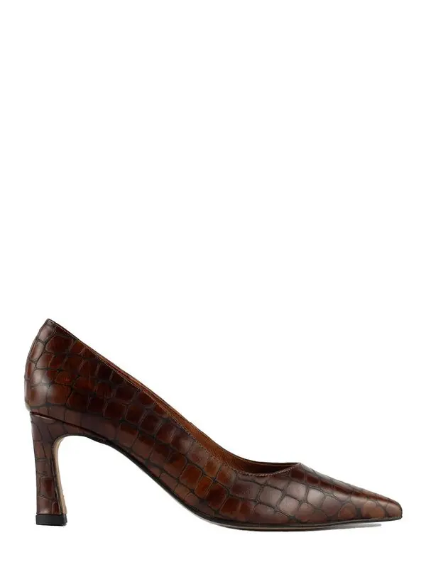 ANGEL ALARCON Crocodile-print Leather Pumps - Brown