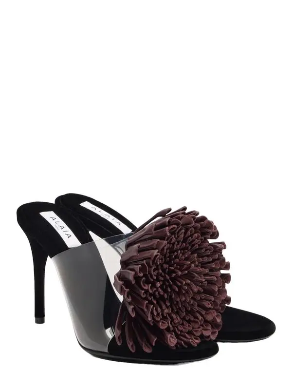 Alaïa Dahlia Floral-appliqué Asymmetric Mules - Black