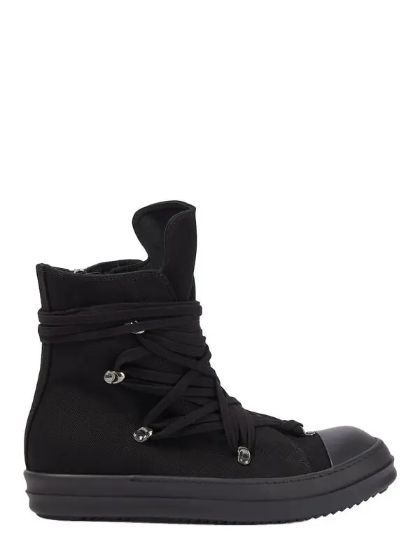 Rick Owens Megalace Canvas Sneakers - Black