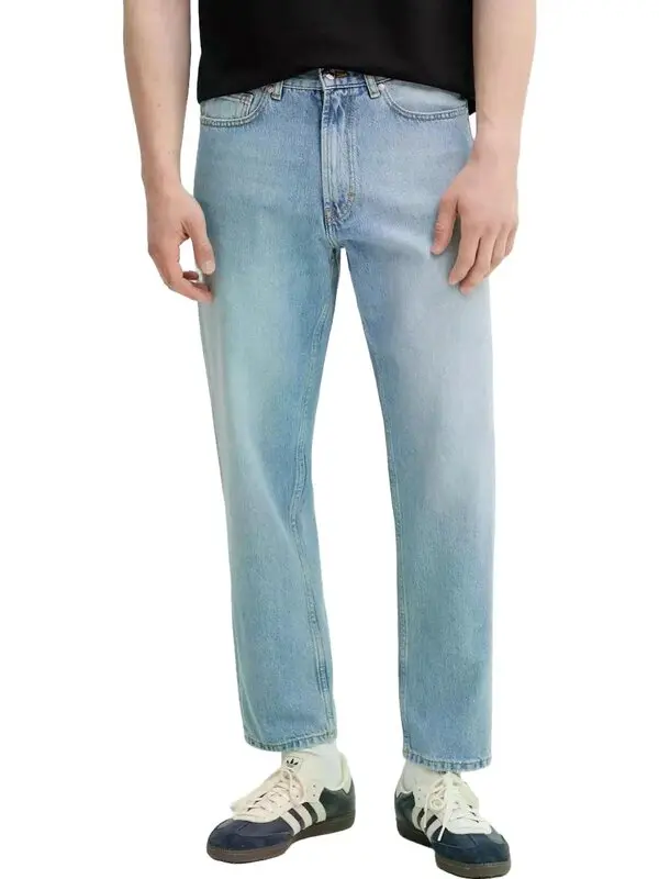 Hugo Boss Cropped Cotton Straight Leg Jeans - Blue