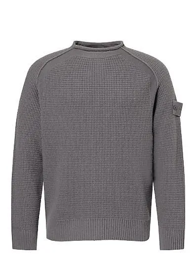 Stone Island Ghost Waffle Wool-knitted Jumper - Dark Grey