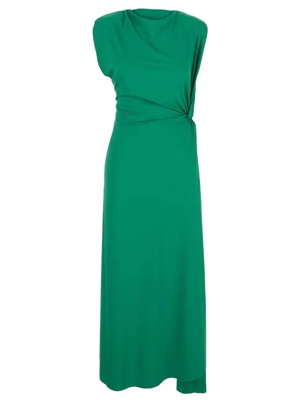 Victoria Beckham Long Dress With Pleated Details - Green
