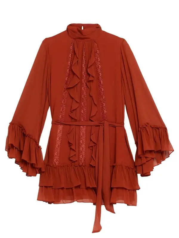 Ramy Brook Silk Chiffon Mini Dress - Amber