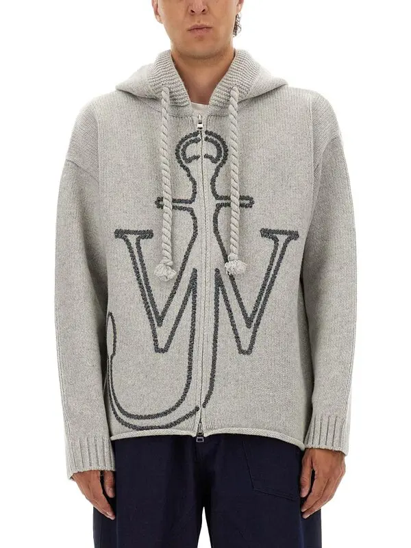 JW Anderson Anchor Embroidered Wool Jersey - Grey