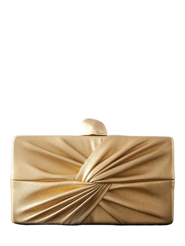 Cult Gaia Lisse Twist-front Leather Clutch - Metallic