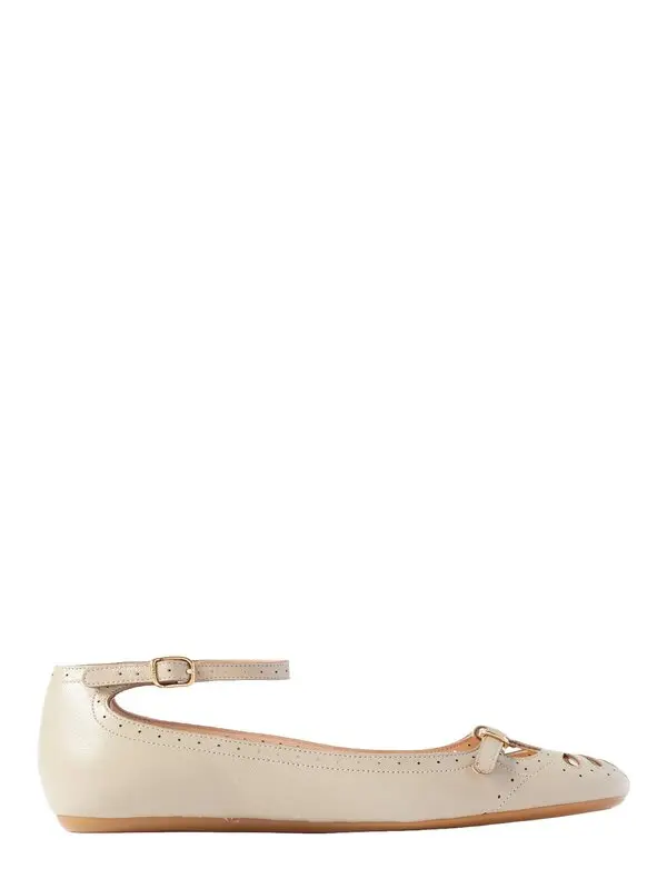 Chloé Misty Laser-cut Leather Ballet Flats - Neutrals