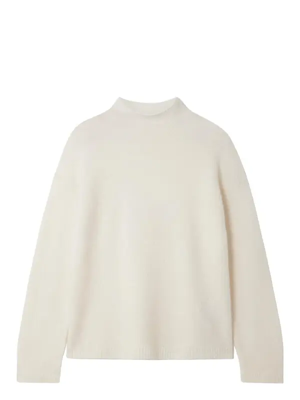 Max Mara Orlaya Cropped Brushed Cashmere-blend Turtleneck Sweater - Ivory