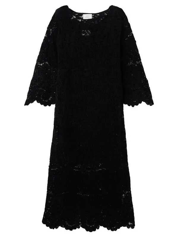 Loulou De Saison Ciko Crocheted Silk Maxi Dress - Black