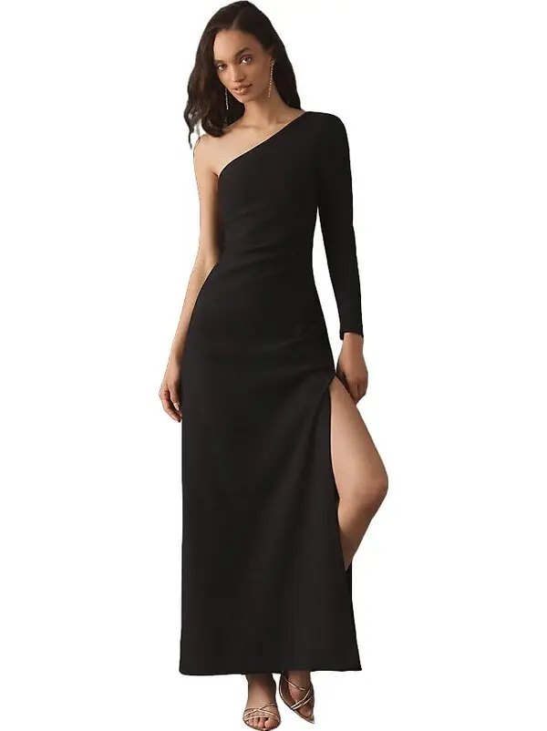 Bhldn A-line One-shoulder Maxi Dress - Black