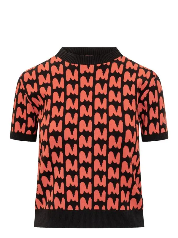 MSGM Jacquard Knit Top - Black