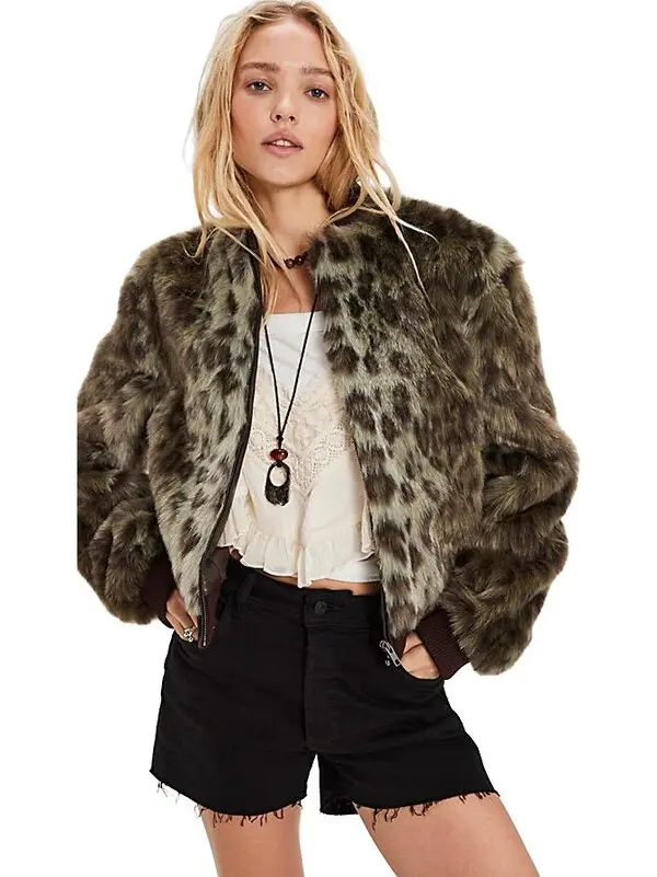 UNREAL FUR Foliage Faux Fur Jacket - Green