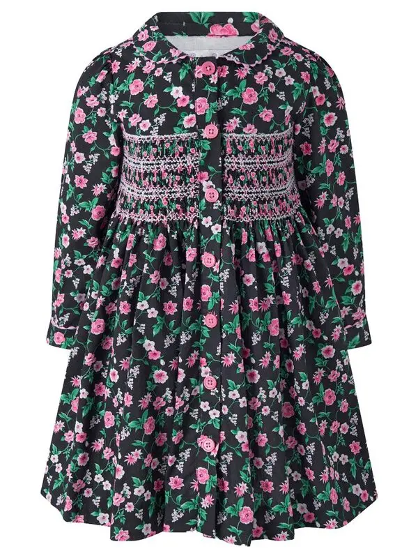 RACHEL RILEY Floral Smocked Dress - Black