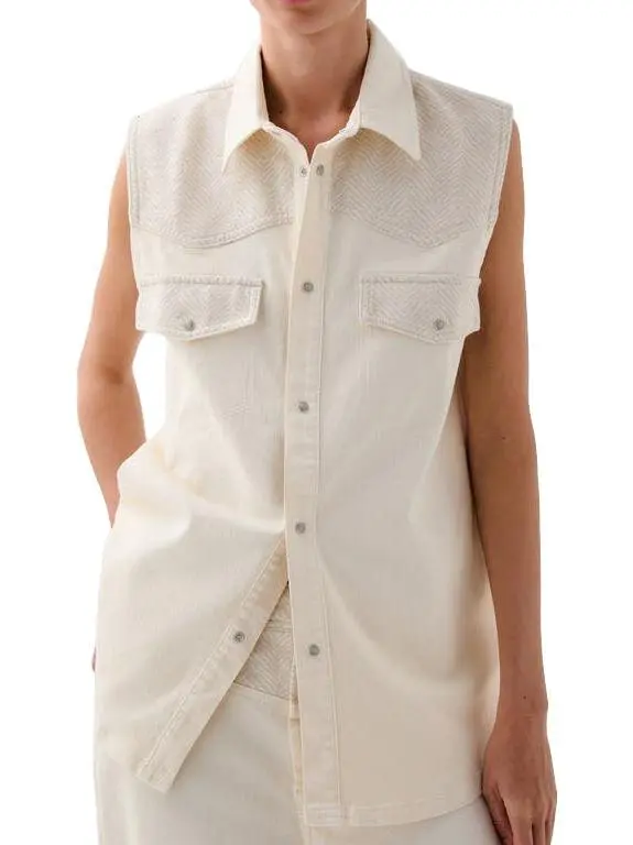 SCALPERS Contrast Pocket Gilet - Offwhite