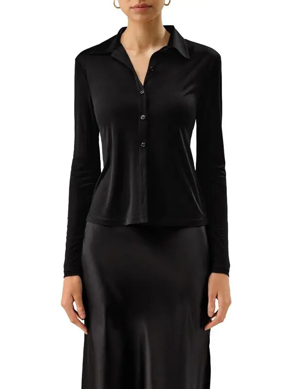 Lilysilk Basic Slim Silk Jersey Shirt - Black