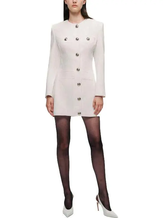 NOCTURNE Padded Shoulder Mini Dress - Ivory