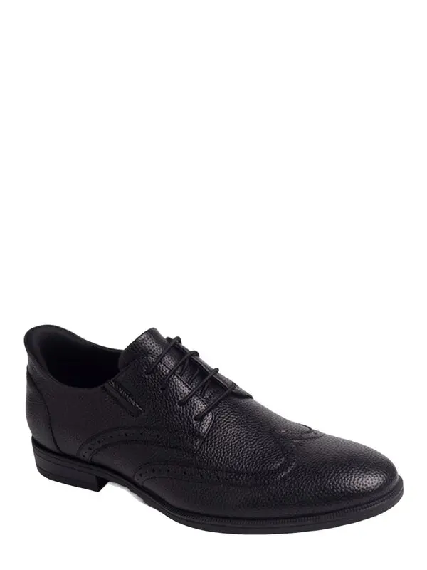 MARC JOSEPH NEW YORK Leather Wingtip Dress Oxford With Hands Free Technology - Black Grainy Leather