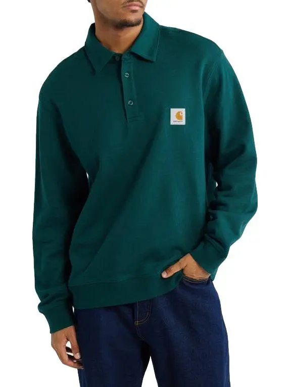 Carhartt Work In Progress French Terry Polo Sweatshirt - Dark Fir