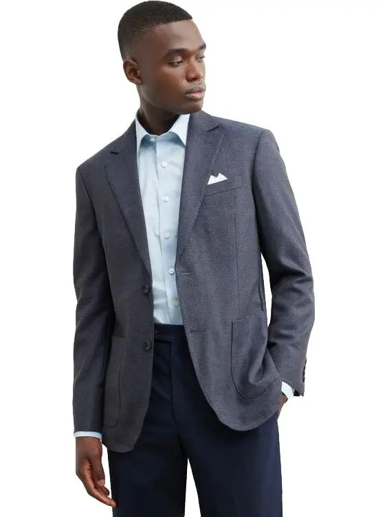 Nordstrom Nailhead Textured Wool Sport Coat - Teal- Brown Oval Suiting
