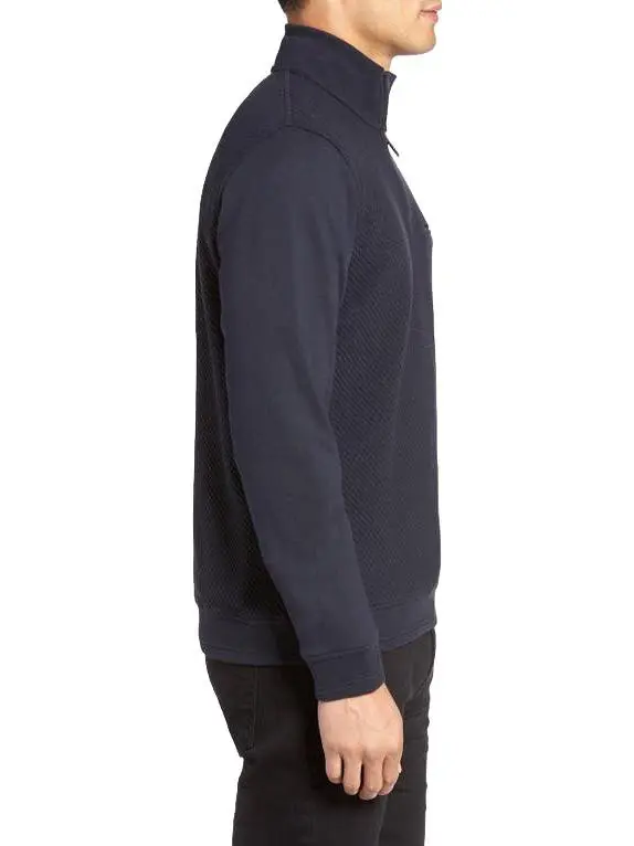 Ted Baker London Quarter-zip Honeycomb Texture Pullover - Navy