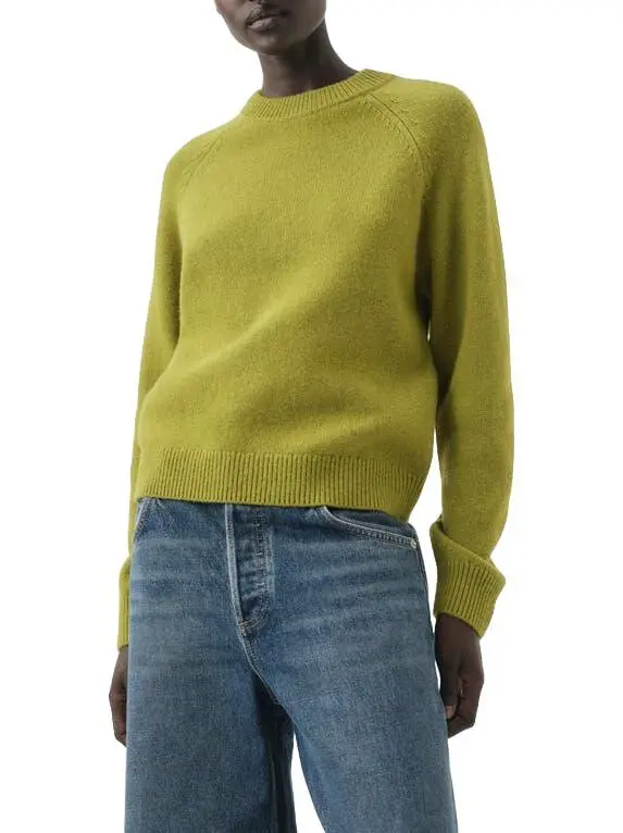Mango Selection Crewneck Raglan Sleeve Sweater - Green