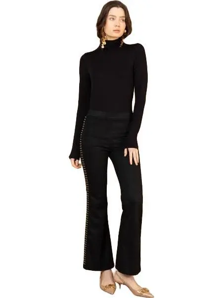 Hale Bob Alexia Studded Suede Pants - Black