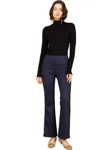 Hale Bob Alexia Studded Suede Pants - Navy