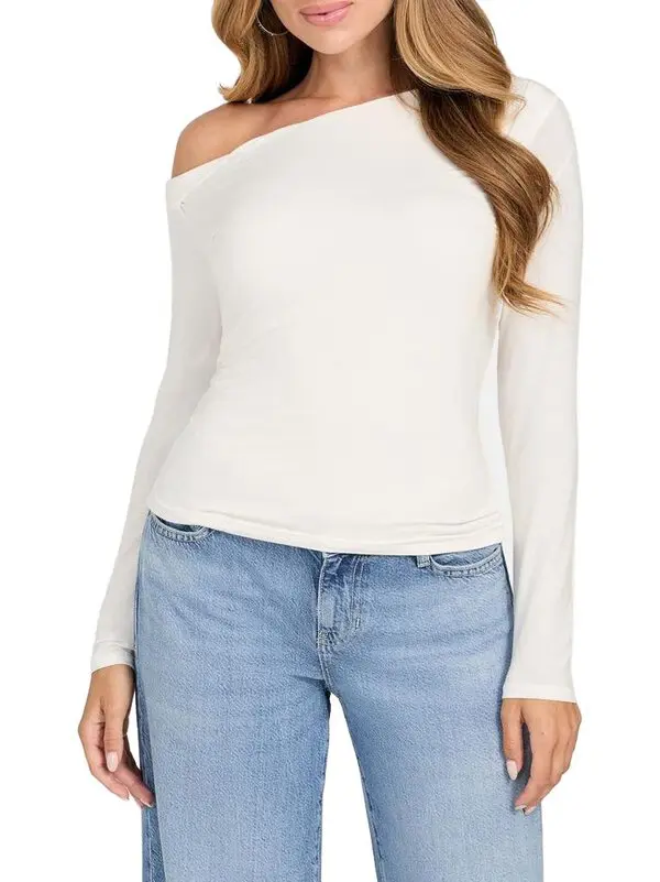 Guess One-shoulder Jersey Top - White