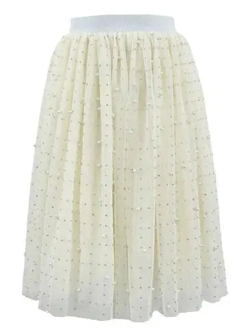 LOLA + THE BOYS Diamonds And Pearls Tulle Midi Skirt - Yellow