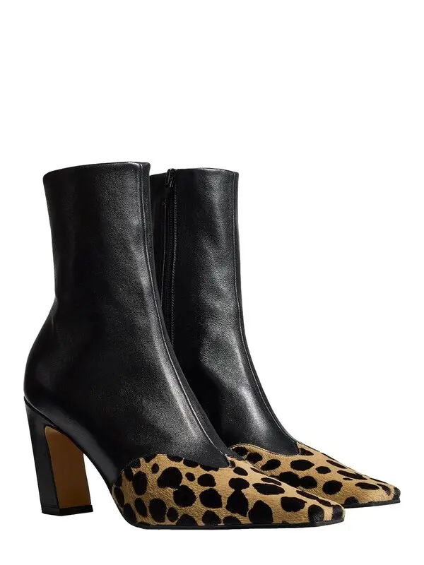Khaite Nevada Square Toe Sock Bootie - Camel /black