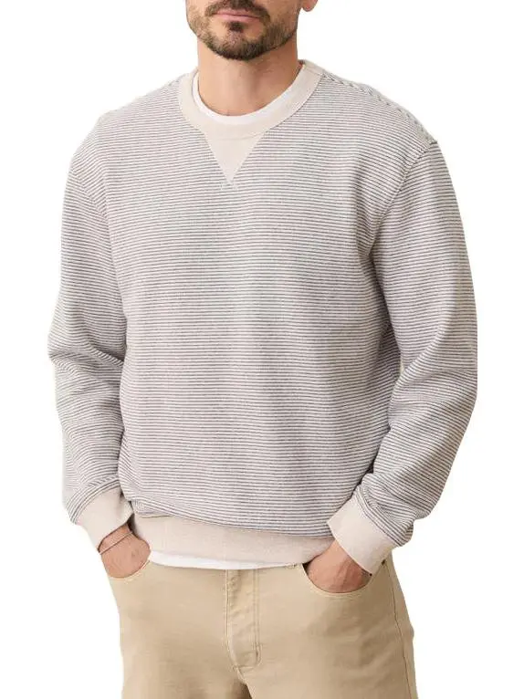 Marine Layer Relaxed Fleece Crewneck Sweatshirt - Driftwood Mini Stripe