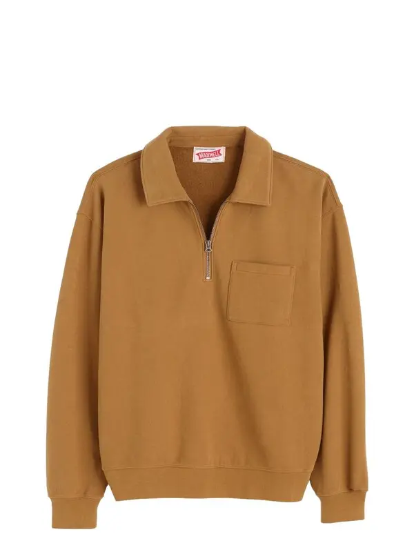 Madewell The Mccarren Midweight Quarter-zip Sweatshirt - Bronzed Khaki