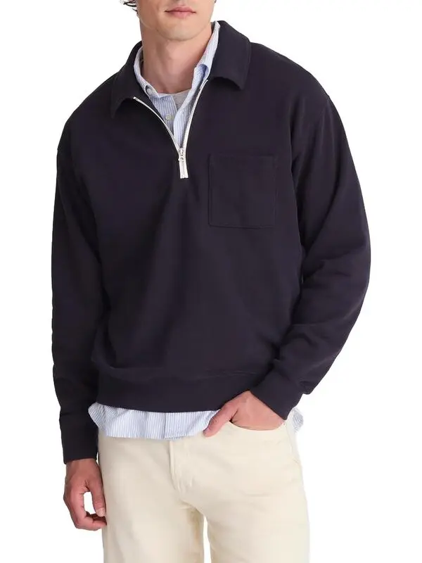 Madewell The Mccarren Midweight Quarter-zip Sweatshirt - Obsidian Blue