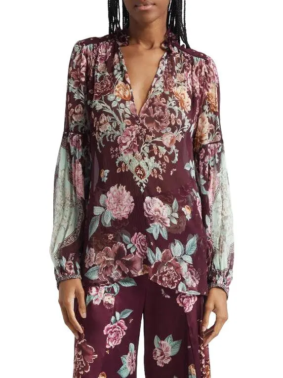 Camilla Silk Peasant Top - If These Tiles Could Talk