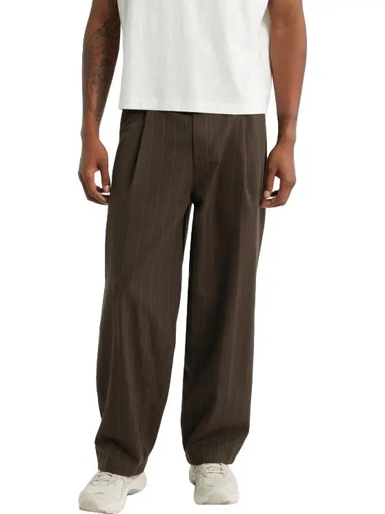 Obey Dean Pinstripe Pleated Trousers - Wren Multi