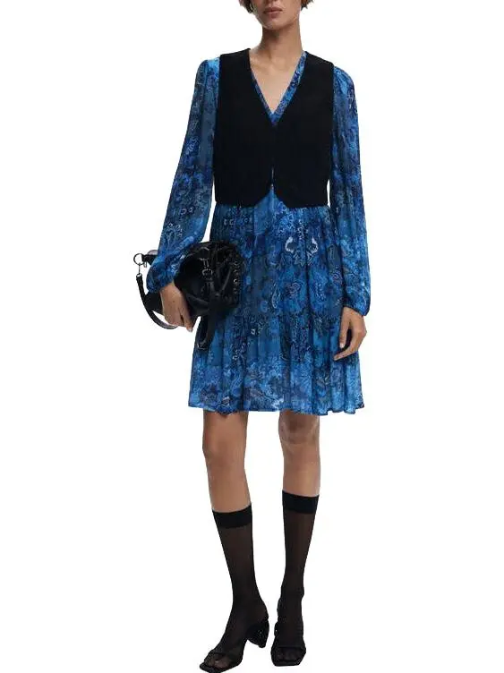 Desigual Floral Print Minidress - Dark Blue