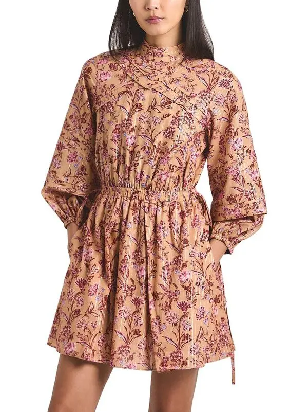 Derek Lam 10 Crosby Marisol Metallic Mini Dress - Camel Multi