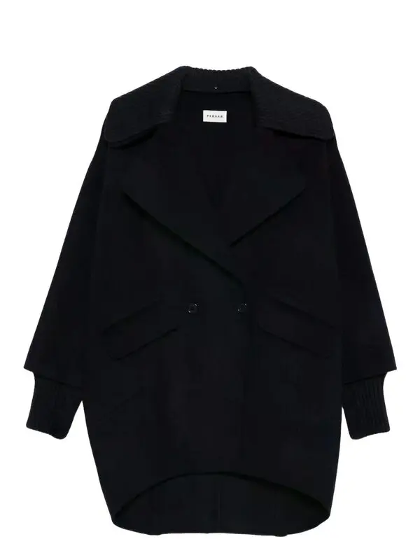 P.a.r.o.s.h Ribbed-collar Double-breasted Coat - Blue