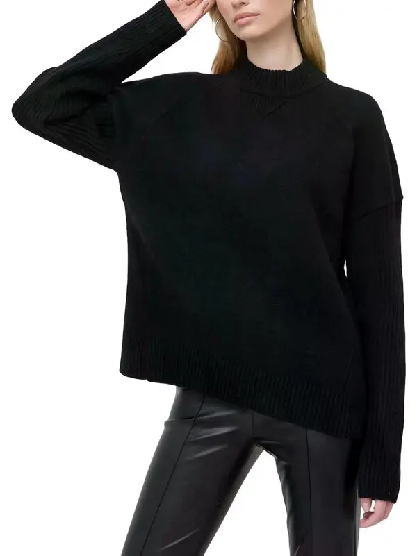 Hugo Boss Mock-neck Virgin Wool Sweater - Black