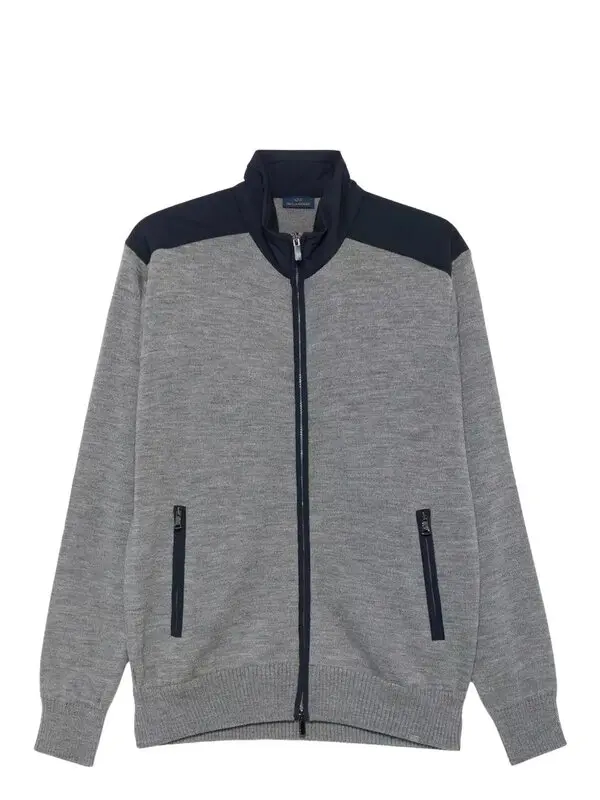 Paul & Shark Zip-front Panelled Cardigan - Grey
