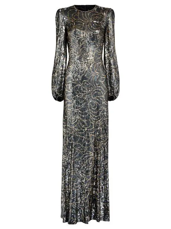 Jenny Packham Paradise Sequin-embellished Maxi Dress - Shadow Grey