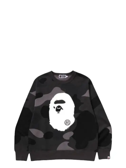 BAPE Mega Camo Big Ape Head Crewneck Sweatshirt - Grey